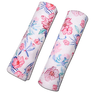 Baby Car Seat Belt Covers, Floral Stroller Seat Strap Covers, Car Seat Straps Shoulder Pads for Girls Boys, Mink Seat Belt Protectors for Car Seats/Pushchair, for Kids Newborn Infants Toddlers