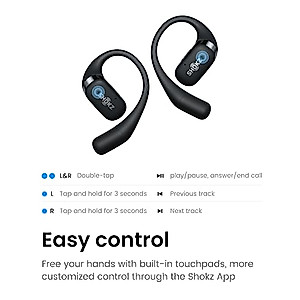 SHOKZ OpenFit - Open-Ear True Wireless Bluetooth Headphones with Microphone, Earbuds with Earhooks, Sweat Resistant, Fast Charging, 28HRS Playtime, Compatible with iPhone & Android