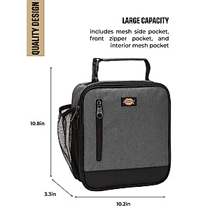 Dickies Basic Insulated Lunch Bag for Work, Thermal Reusable Office Lunch Box for Men, Women (Dark Charcoal)