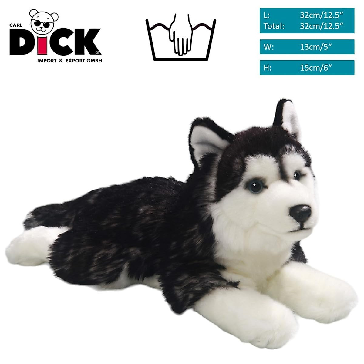 Carl Dick Husky 14 inches, 32cm Overall Length, Plush Toy, Soft Toy, Stuffed Animal 2783
