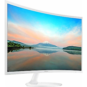 2022 Newest Samsung Flagship 27" FHD Curved LED Backlight Computer Monitor for Business with VGA, HDMI, Ultra-Slim Design with Wide Screen, 4ms Response, 60Hz Refresh, 3000:1 Contrast Ratio, White+JVQ