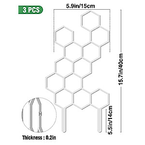 3 Pack Plastic Small Plant Trellis for Climbing Potted Plants- 15.7" × 7.9" Sturdy Honeycomb Shaped Plant Trellis Indoor Non-perishable Houseplant Trellis Starter for Outdoor Garden Flower Support
