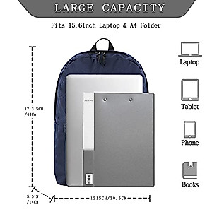 Casual Backpack Lightweight School Bookbag, Travel & Workbook bag for Men Women Student (Blue)