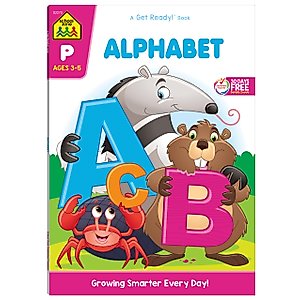 School Zone - Alphabet Workbook - 64 Pages, Ages 3 to 5, Preschool, ABC's, Letters, Tracing, Alphabetical Order, and More (School Zone Get Ready!™ Book Series)