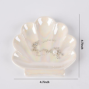 TIGERMILLION Shell Trinket Dish, Ceramic Ring Holder/Jewelry Tray, Cute Organizer Plate Vanity Decorations Accessories for Home Décor Bathroom