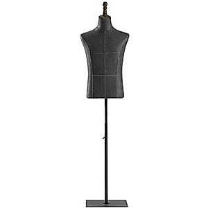 Tailors Dummy Mannequins Adjustable Metal Male Mannequin Torso Body Busts with Black Stand Manikin Model Dummy for Clothing Display Dressform Mannequin