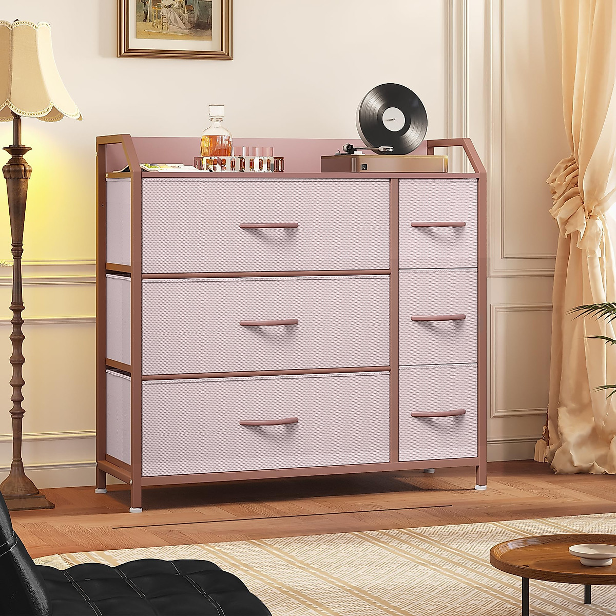 YITAHOME Dresser with 6 Drawers - Fabric Storage Tower, Organizer Unit for Bedroom, Living Room, Hallway, Closets (Rose Gold)