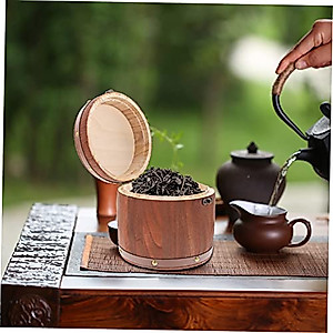 Cabilock 1pc Multi-functional Natural Can Barrel Creative Sealing Snack Sugar Container Jars Light Jar Bag L Wood Airtight Cover Food Nuts Empty Lids Cellars Wooden Holder Candy