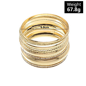 Caiyao Layers Bohemica Stackable Bracelets Set Indian Wedding Multi Textured Pearl Beads Gold Bangle Bracelet Fashion Simple Handcuffs Wrist Bangle for women Jewelry-D