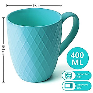 MIAMIO - Coffee Mugs set of 6 / Coffee Cups - 6 x 12 Oz Ceramic Mugs - Large Coffee Mugs - Microwave & Dishwasher safe - Palmanova Collection (Blue)