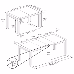 Mobili Fiver, Iacopo Extendable Dining Table, Pearled Elm, Made in Italy