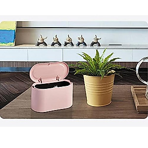 Leefasy Desk Trash Can Wastebasket Or Recycling Bin Garbage Waste Trash Bucket Lid Dust Bin for Home Or Office, Pink