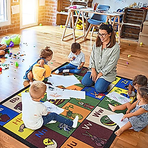 Ottomanson Jenny Children's Rug Collection, Area 5' x 6'6", Educational Alphabet Multicolor