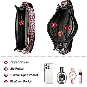 GangBan Vegan Leather Crossbody Bag Purses for Women with Adjustable Guitar Strap (black)