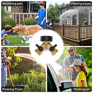 Stanbroil Garden Hose Adapter with 2 Valves, 3/4 Inch Heavy Duty Brass Y Connector Tap Splitter