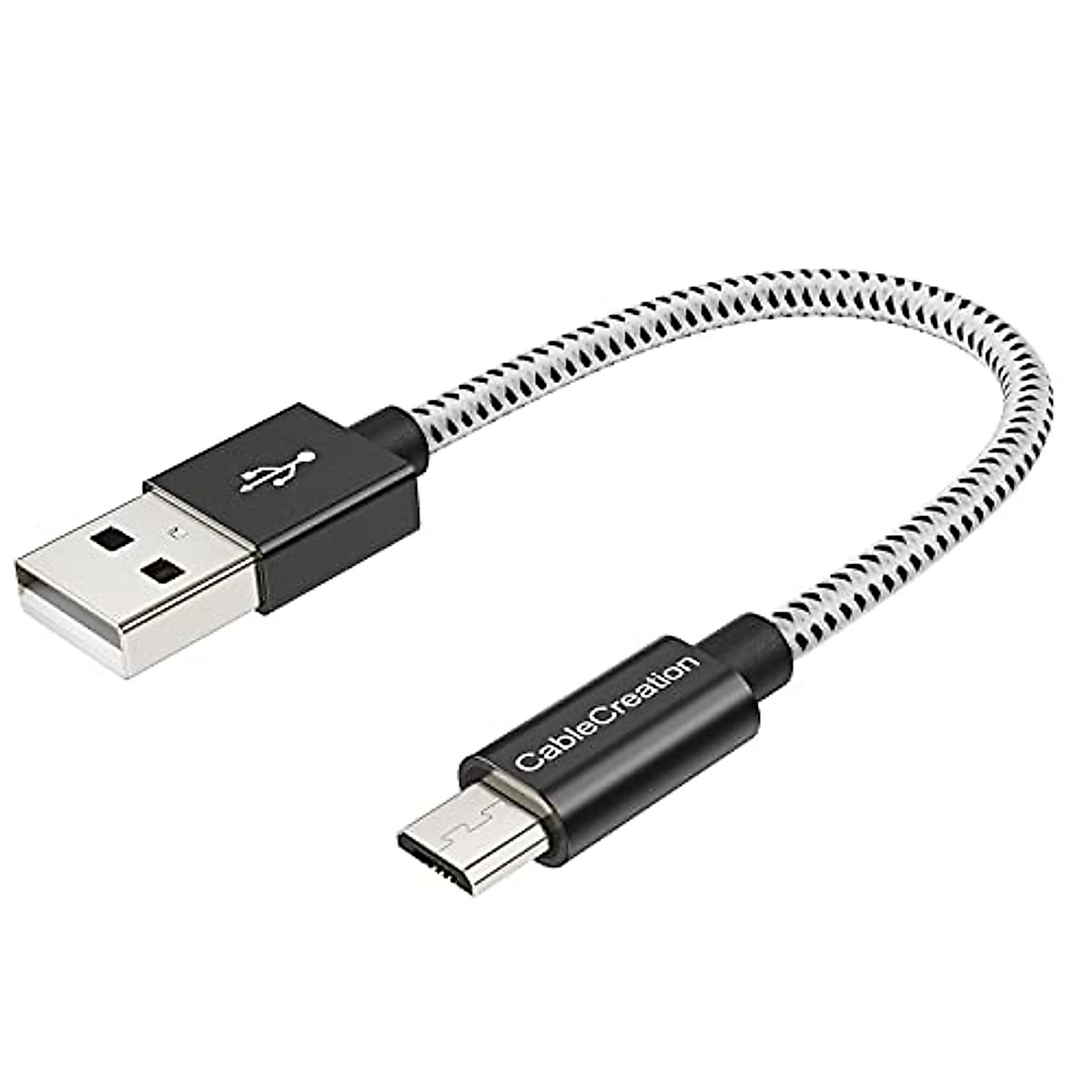 Short Micro USB Cable, CableCreation USB to Micro USB 24 AWG Triple Shielded Fast Charger Cable, Compatible with TV Stick, PS4, Chromecast, Power Bank, Android Phone, 0.5FT/6 inch Black