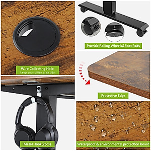 farexon 55 x 24 inch Standing Desk Electric Adjustable Height with Charging Station, Stand up Desk with Oversized Mouse Pad, Ergonomic Curved Workstation, 4 Caster, 4 Preset Heights Easy to Set（Brown