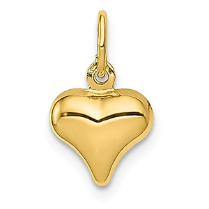 Saris and Things 14k Yellow Gold Polished 3D Heart Charm Pendant