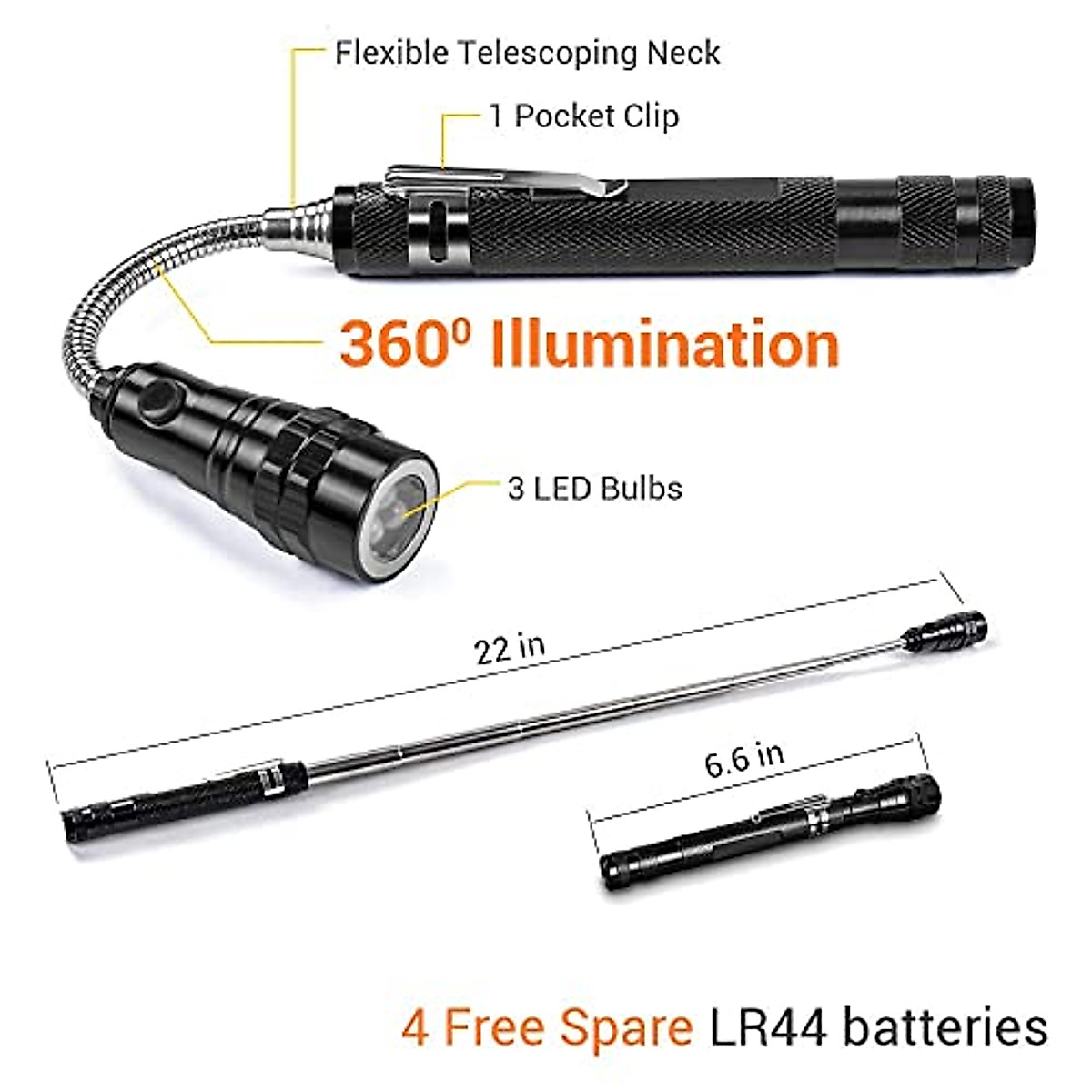 Gifts for Men Dad,Magnet Tool Telescoping Magnetic Pickup Light,22" Extending Magnet Stick Cool Tool Gadget for Men,Unique Birthday Gift for Men HIM,HER,Husband,Grandpa,Stuff for Hard to Reach Place