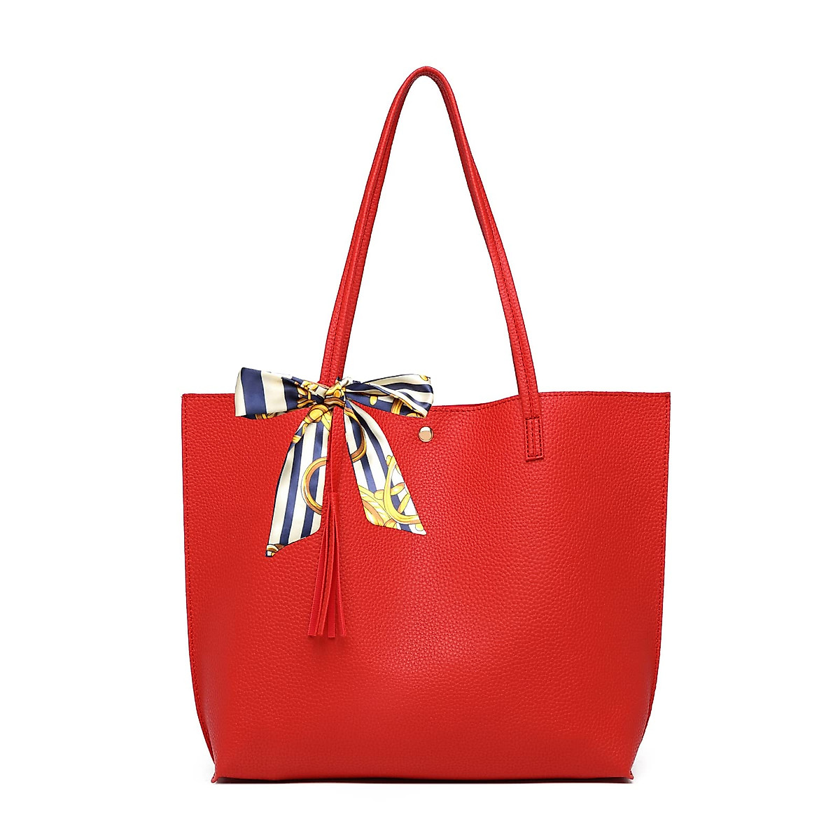 Lieseh Women's Bohemian Tote Bag for Shoulder and Hand with Inner Pocket (Bright Red Ribbon)