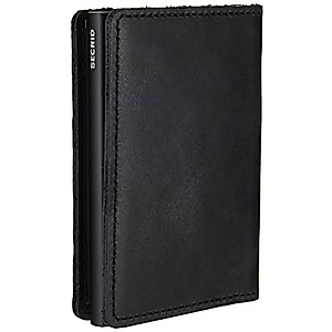 Secrid Men Slim Wallet Genuine Leather RFID Card Case Max 12 Cards, Black, 14mm slim