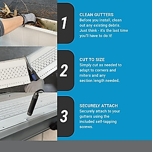 Raptor Gutter Guard – 48 FT. (Nominal) Black All-Aluminum Gutter Guard Kit with Screws Included. Fits 6 in. Gutters. DIY-Friendly. (6 in. x 47.625 in.)