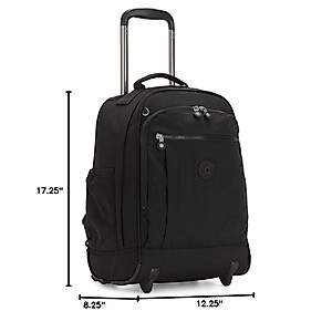 Kipling Women's Gaze Large Rolling, Durable, Wheeled Backpack with Adjustable Shoulder Straps, Nylon Book Bag, True Black