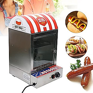 1500W Commercial Hot Dog Steamer,Electric Hut Hot Dog Steamer with Bun Warmer,Stainless Steel Hot Dog Cooker Machine