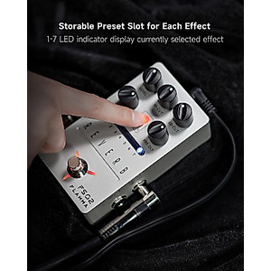 FLAMMA FS02 Reverb Pedal Stereo Guitar Effects with 7 Storable Preset Slots 7 Reverb Effects Room Hall Church Cave Plate Spring Mod True Bypass Trail On