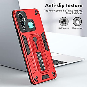 Back Case Cover Case for Infinix Hot 12 Play, for Infinix Hot 12 Play Case Heavy Duty Shock Absorption Full Body Protective Case TPU Rubber and Hard PC Phone Case Cover with Retractable hand strap Cas