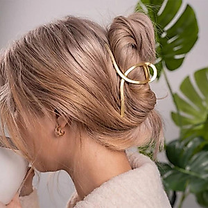 Brinie Hair Claw Clips Gold Metal Clips Claw Large Hair Clip for Thick Thin Hair Hair Accessories for Women and Girls (2PCS)