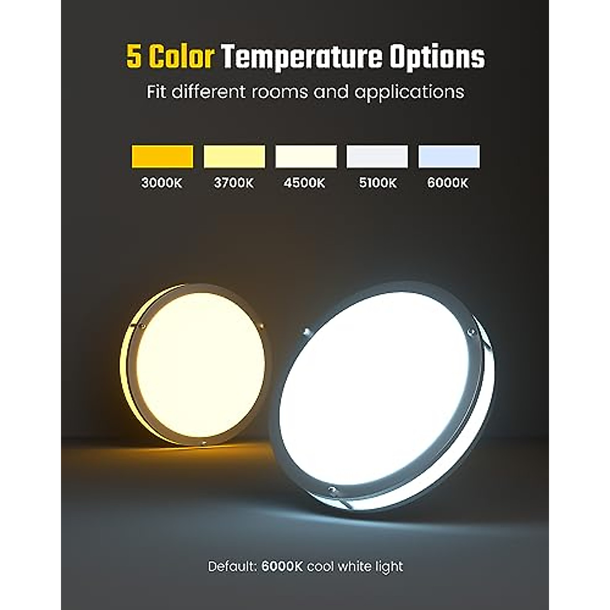 SUPERDANNY 36W LED Flush Mount Ceiling Light Fixture, 13 Inch Modern Ceiling Lamp, 3000K/3700K/4500K/5100K/6000K Dimmable Ceiling Lights for Bedroom Kitchen Hallway Bathroom (Brushed Nickel, 2 Pack)