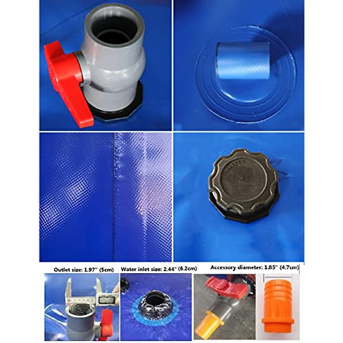 64 Gallon Water Storage Bladder Heavy Duty Truck Bed Camping Agricultural Farm Portable Large-Capacity Foldable Water Container with Shut Off Valve