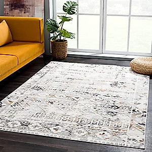 Abani Grey & Brown Multicolor Vintage Pattern Premium 7'9" x 10'2" (8'x10') Living Room Rug Rugs Non-Shedding Traditional Print Under Table Area Rug