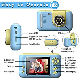 Yanvan Digital Camera 2.4 Inch Full HD 1080P Kids Camera Mini Vlogging Camera, Compact Pocket Camera Point and Shoot Camera for Kids Teens Beginners, Christmas Birthday Gift