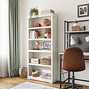 LINSY HOME 5 Shelf Bookcase, Bookshelves Floor Standing Display Storage Shelves 68 in Tall Bookcase Home Decor Furniture for Home Office, Living Room, Bed Room - White Oak