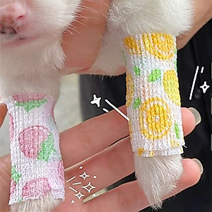 Yeduzyn 5 Rolls Self Adhesive Bandages Disposable Dog Boots Dog Shoes Elastic Stickers Dog Walking Artifact Wound Dressing Dog Feet Protection 5.0cm Width
