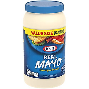 Kraft Real Mayo Creamy & Smooth Mayonnaise - Classic Spreadable Condiment for Sandwiches, Salads and Dips, Made with Cage-Free Eggs, For a Keto and Low Carb Lifestyle, 48 fl oz Jar
