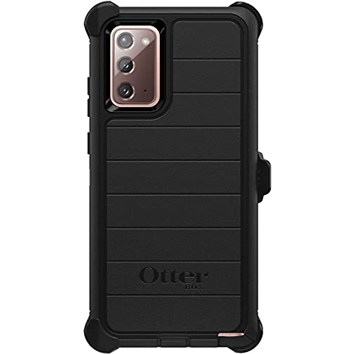 OtterBox Defender Screenless Series Rugged Case & Belt Clip Holster for Galaxy Note 20 5G (ONLY Not for The Ultra Models) Retail Packaging - Black - with Microbial Defense