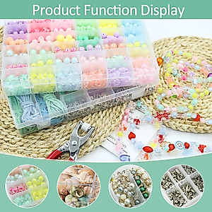 RYKOMO 5 Pack 36 Grids Clear Plastic Organizer Storage Box Container with 270 Label Stickers, Craft Bead Organizers and Storage with Adjustable Dividers Plastic Container with Dividers for Crafts