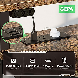 Rolanstar Corner Desk, 44.5" W x 34.5" H Small Computer Desk with Power Outlets, Gaming Desk with LED Lights, Triangle Corner Desk with Keyboard Tray & Monitor Stand for Small Space, Rustic Brown