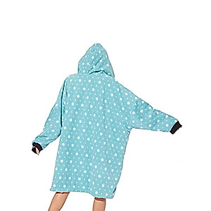 Wearable Blanket Hoodie,Super Soft Warm Oversized Blanket Sweatshirt Flannel Sherpa Blanket with Giant Pocket for Men Women Teens Friends (Blue Snowflake)