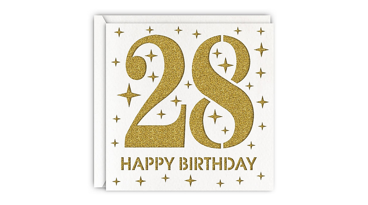 MAGJUCHE Gold 28th Birthday Card, Laser Cut Glitter Woman Man Age 28 ...
