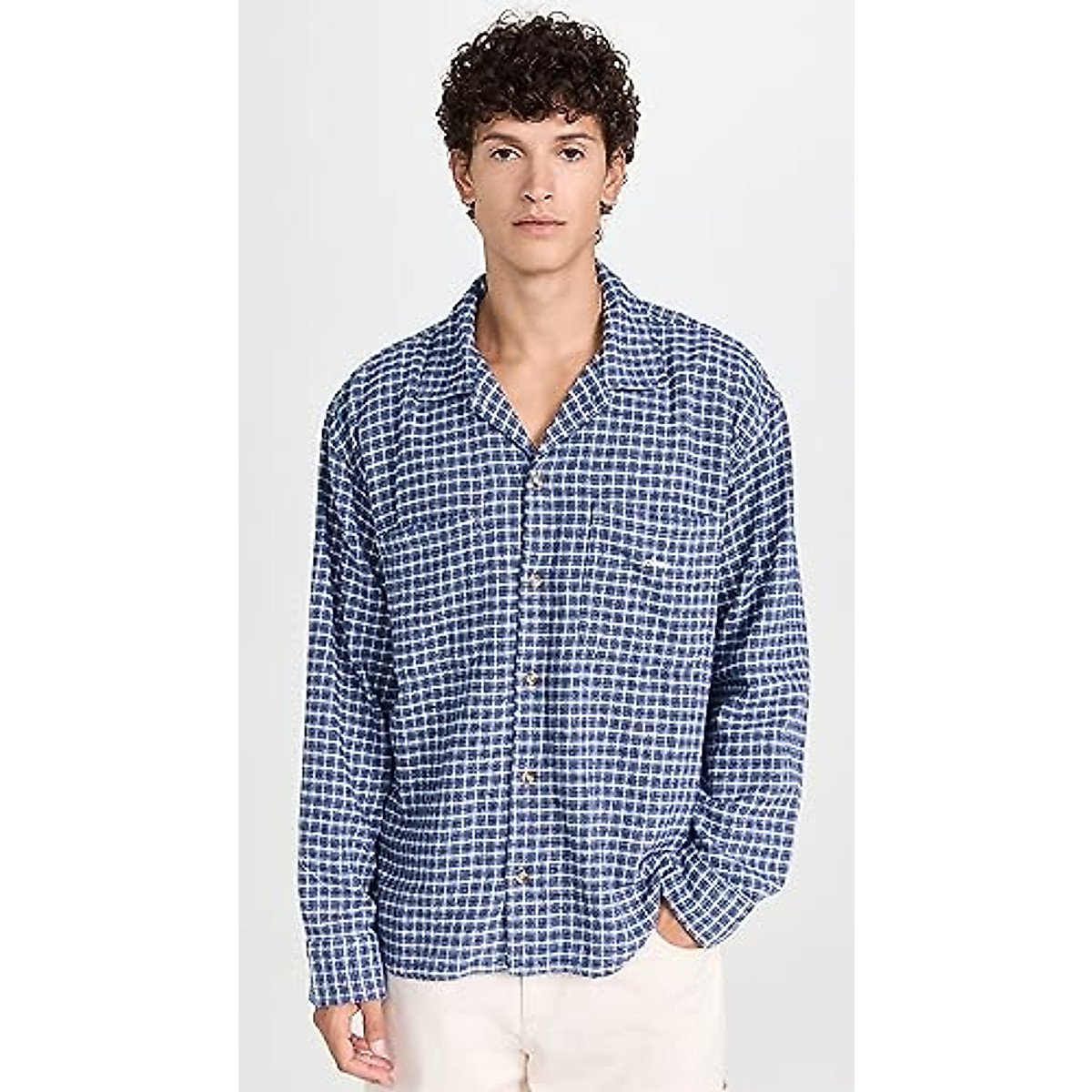 Obey Men's Bigwig Micro Plaid Woven Shirt, Silver Grey Multi, M