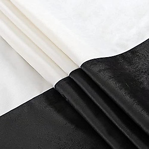 Victree Color Block Velvet Curtains for Bedroom, Patchwork Blackout Curtains 52 x 84 inch Length - Room Darkening Sun Light Blocking Grommet Window Drapes for Living Room, 2 Panels, Black and White