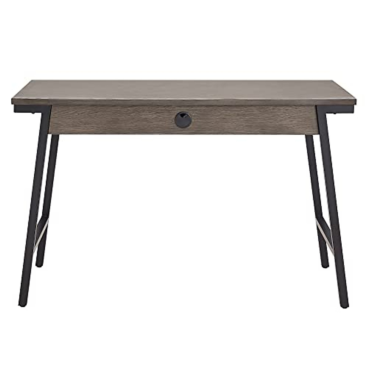 Leick Home 11400-GR Empiria Mixed Metal and Wood Computer Desk with Dropfront Keyboard, 1-drawer, Gray