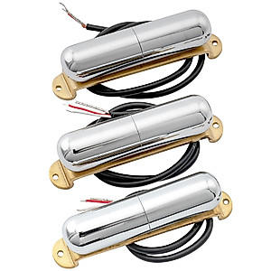 Artec Alnico 5 Guitar Lipstick Pickups Single Coil Neck Middle Bridge Pickups Set for Strat Style Electric Guitar, Chrome