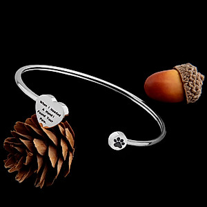 PLITI Dog Lovers Paw Print Bangle Bracelet When I Needed A Hand I Found Your Paw Bracelet For Dog Mom (Dog Paw)