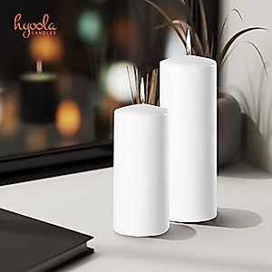 Hyoola White Pillar Candles 2x6 Inch - 4 Pack Unscented Pillar Candles - European Made