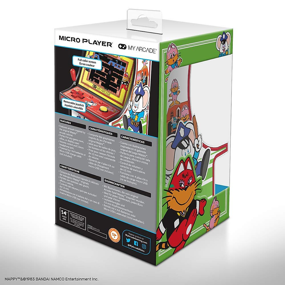 My Arcade My Arcade Mappy Micro Player: Fully Playable, 6.75 Inch Collectible, Color Display, Speaker, Volume Buttons, Headphone Jack, Battery or Micro USB Powered - Electronic Games